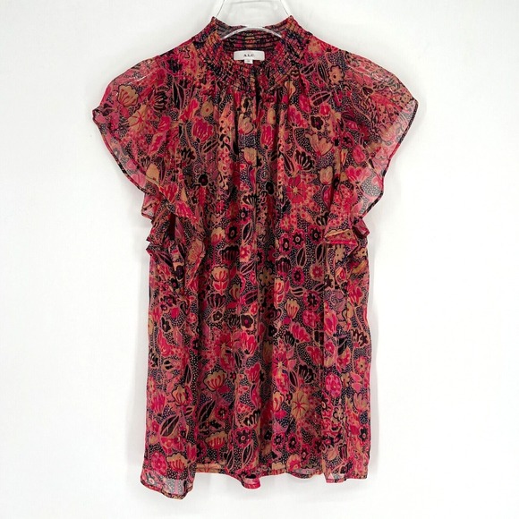A.L.C. | Tops | Alc Top Womens Pink Floral Flutter Sleeve Feminine ...
